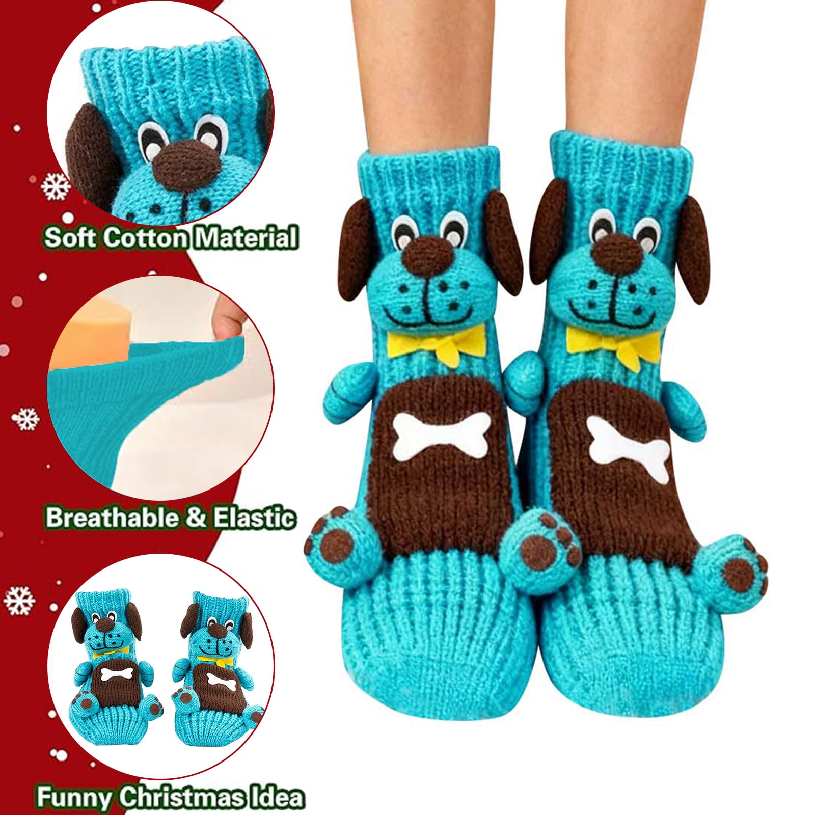 3D Knit Animal Socks Novelty Animal Hug Sock Hand Crocheted Warm Socks ...