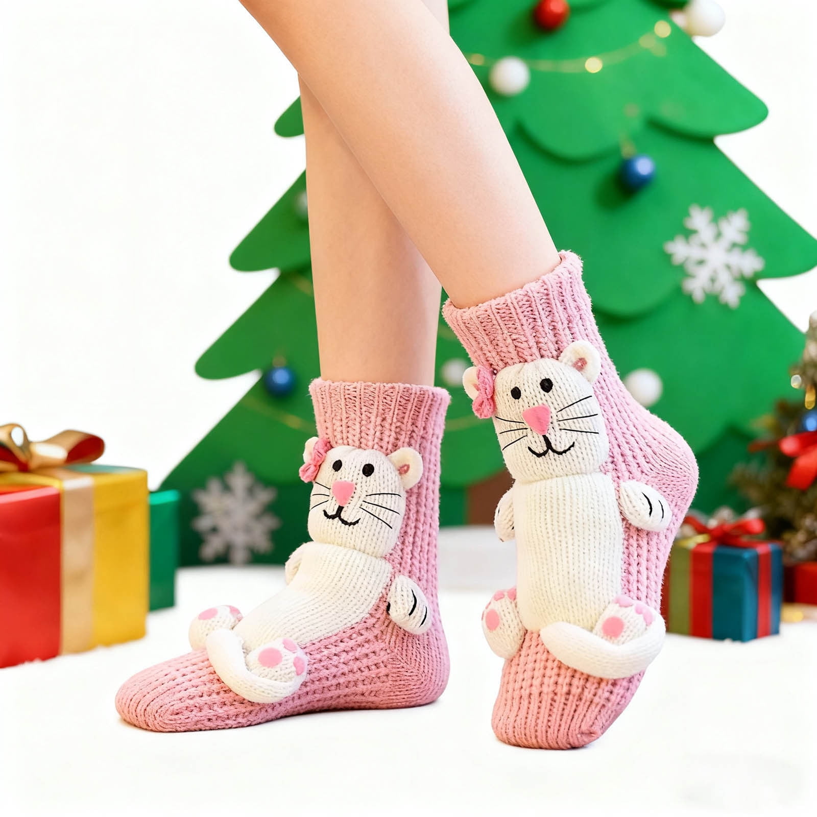 3D Knit Animal Socks Novelty Animal Hug Sock, Knit Floor Slipper Socks ...