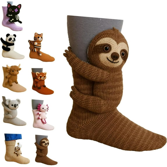 3D Knit Animal Socks Sloth, Machine Washable Knit Socks for Men & Women ...