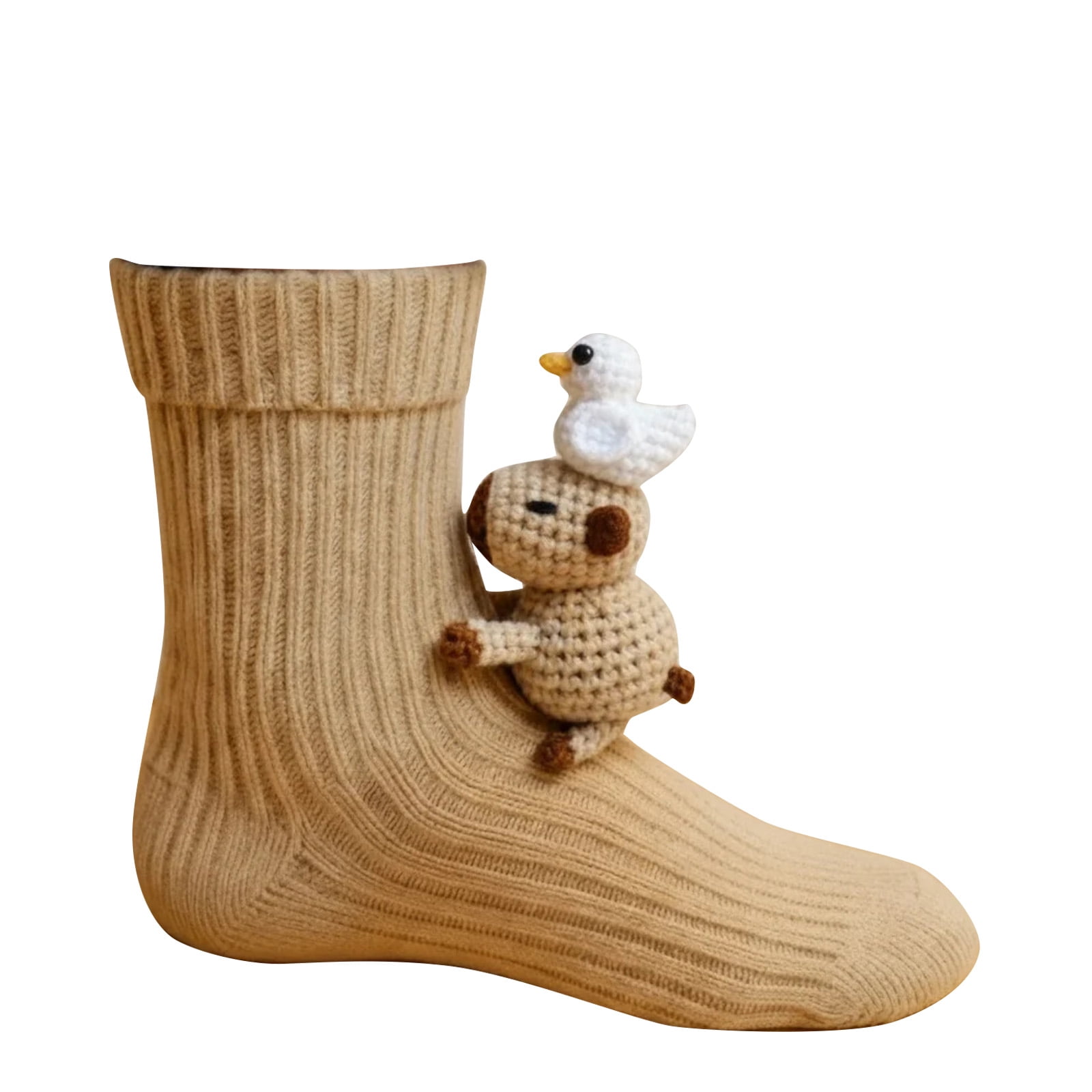 3D Knit Animal Socks for Unisex, Cozy Cute Hand Crochet Knit Sock ...