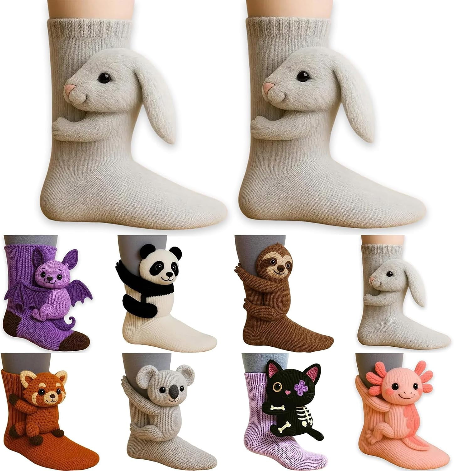 3D Knit Animal Socks for Women, Novelty Funny Animal Socks Hand ...