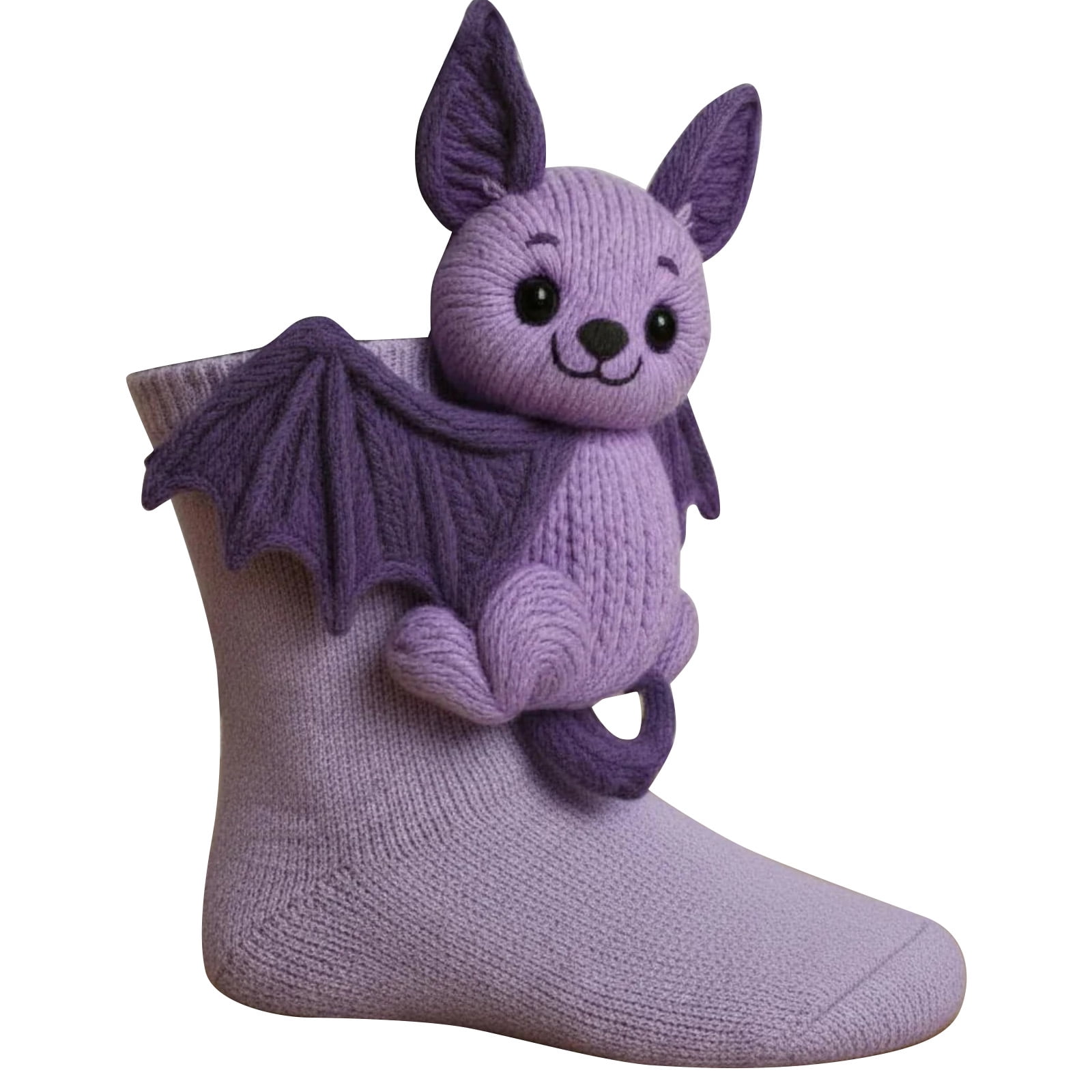 3D Knit Bat Socks for Unisex, Cozy Cute Hand Crochet Knit Sock, Funny ...