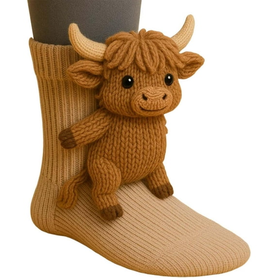 3D Knit Cow Animal Socks Funny Socks for Girls & Women - Christmas ...