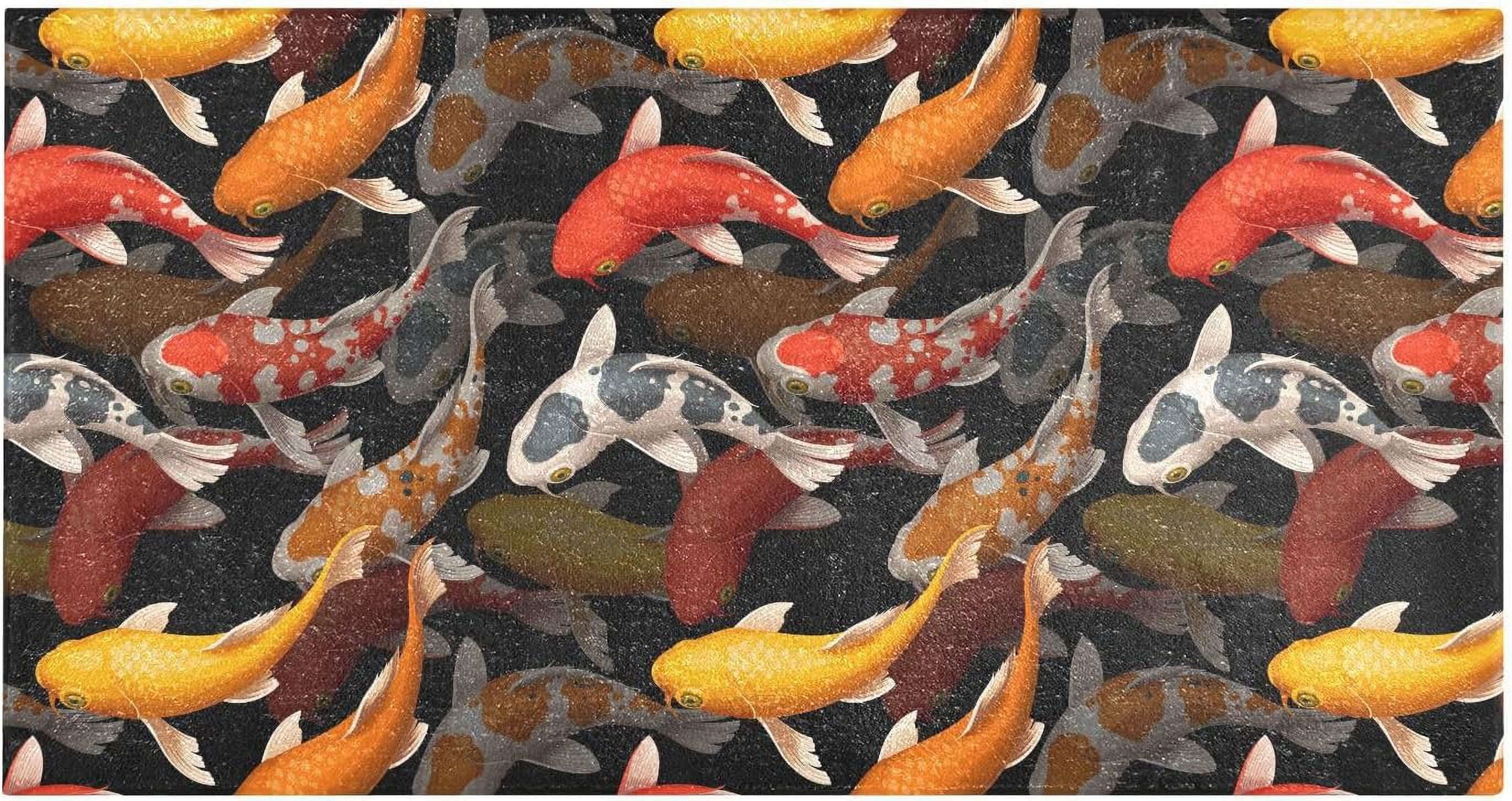 3D Koi Fish Bathroom Rugs Floor Mats Non-Slip Soft Absorbent ...