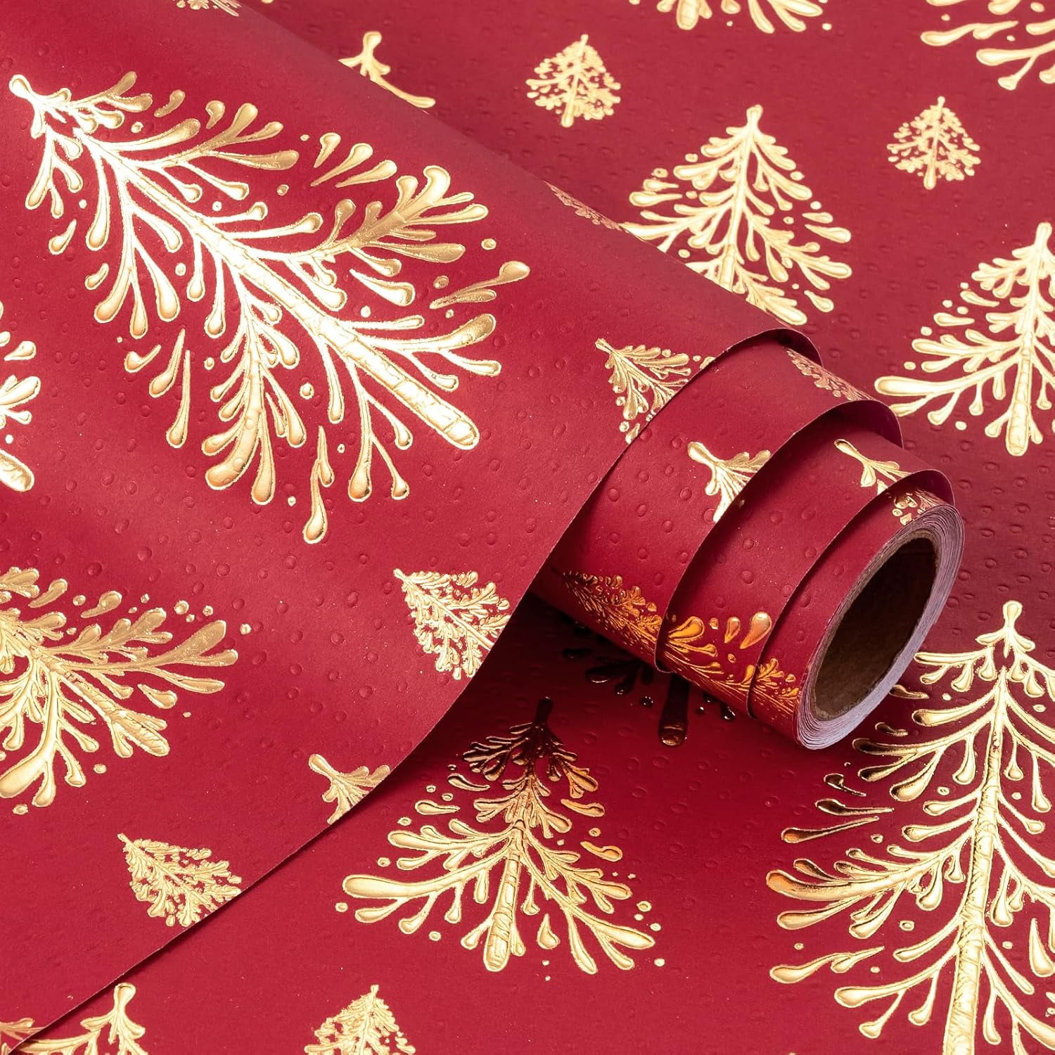 3D Kraft Christmas Wrapping Paper Roll - Mini Roll - 17 Inch x 16.5 ...