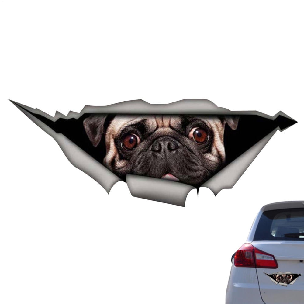 3D L ovely Pet D og Car Sticker Pug Samoyed Dachshund Dog Torn Metal ...