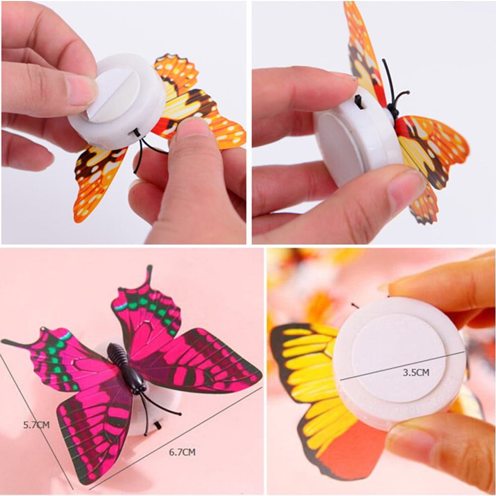 3D LED Butterfly Decoration Night Light Sticker Single and Double Wall ...