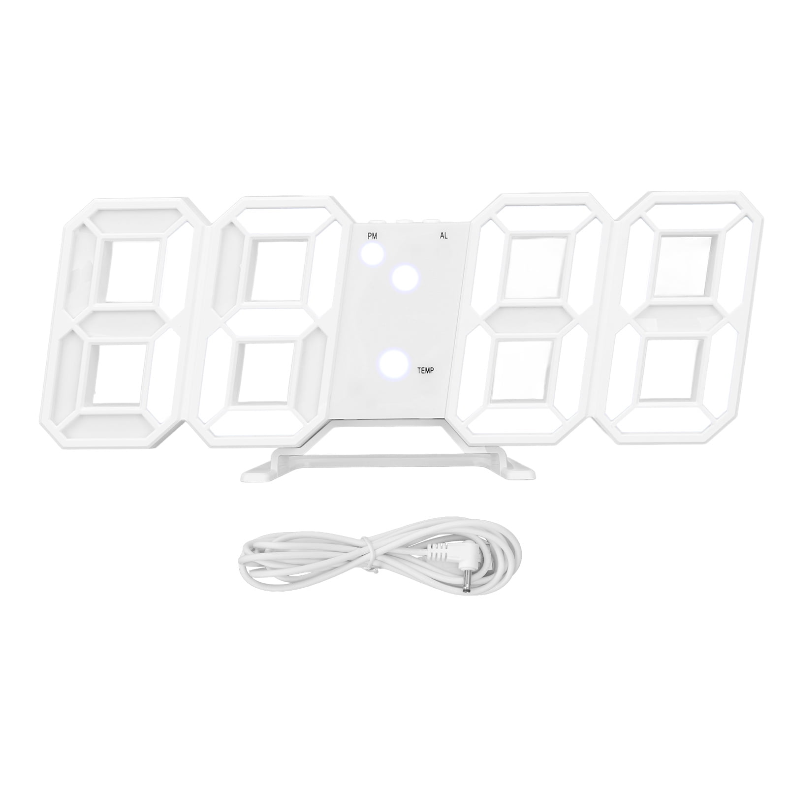 3D LED Digital Alarm Clock ABS Nightlight Temperature Desk Wall Clock ...