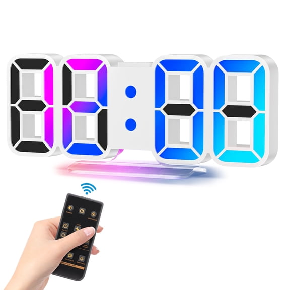 3D LED Digital ,9.7", Large Display Table/ Desk Clock with Remote ...