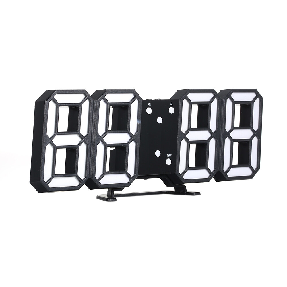 3D LED Digital Clock Glowing Night Mode Brightness Adjustable Electronic Table Clock 24/12 Hour ...
