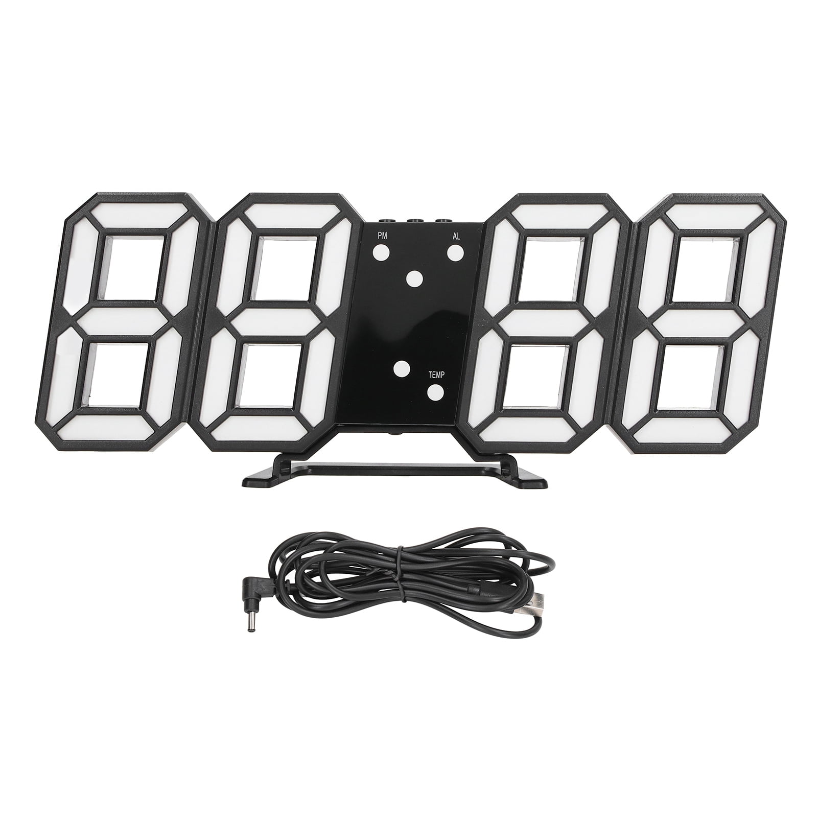 3D LED Digital Clock Intelligent Voice Control Time Date Temperature ...