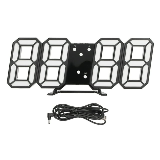 3D LED Digital Clock Intelligent Voice Control Time Date Temperature ...