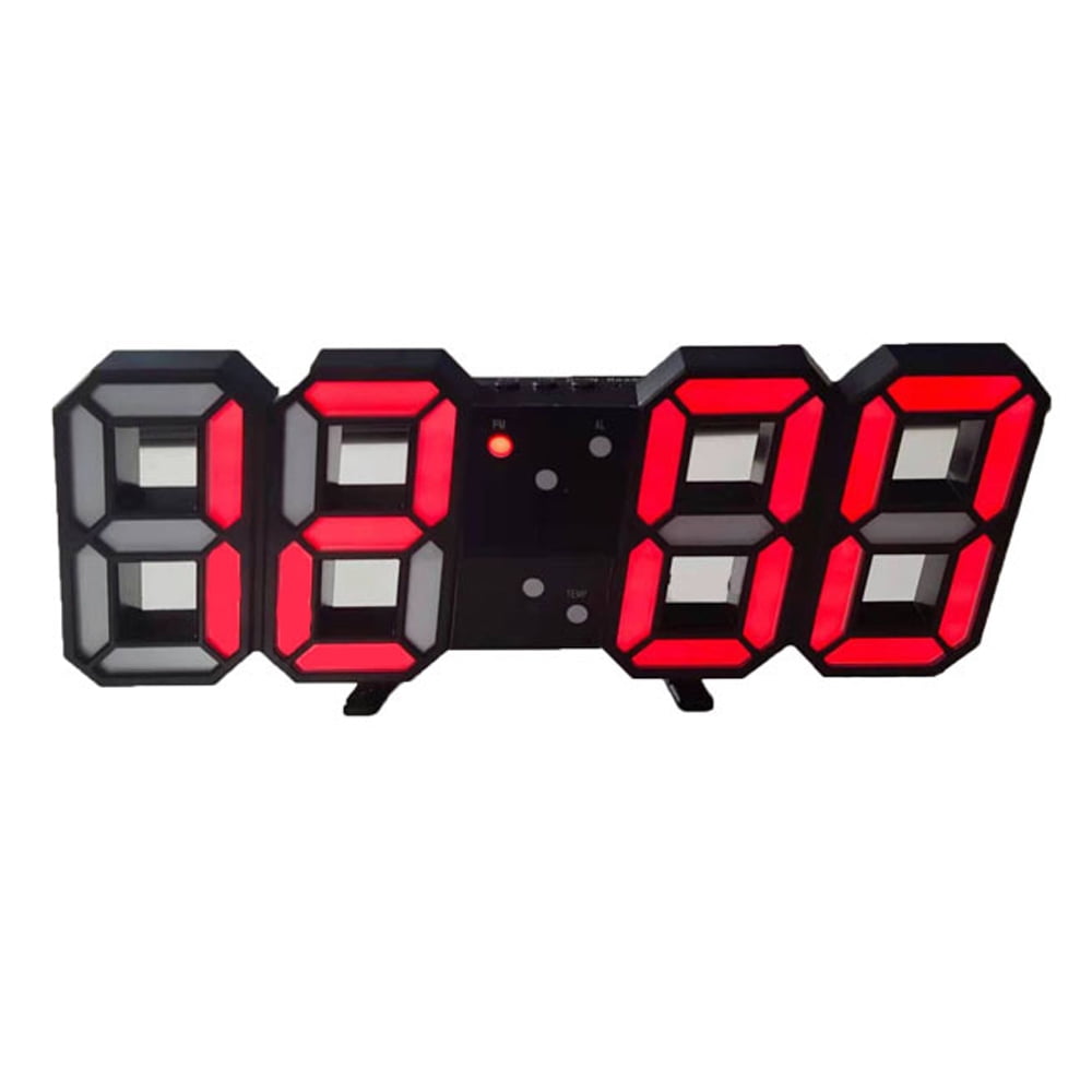 3D LED Digital Wall Alarm Clock, LED Light Nightlight Decor Clocks ...