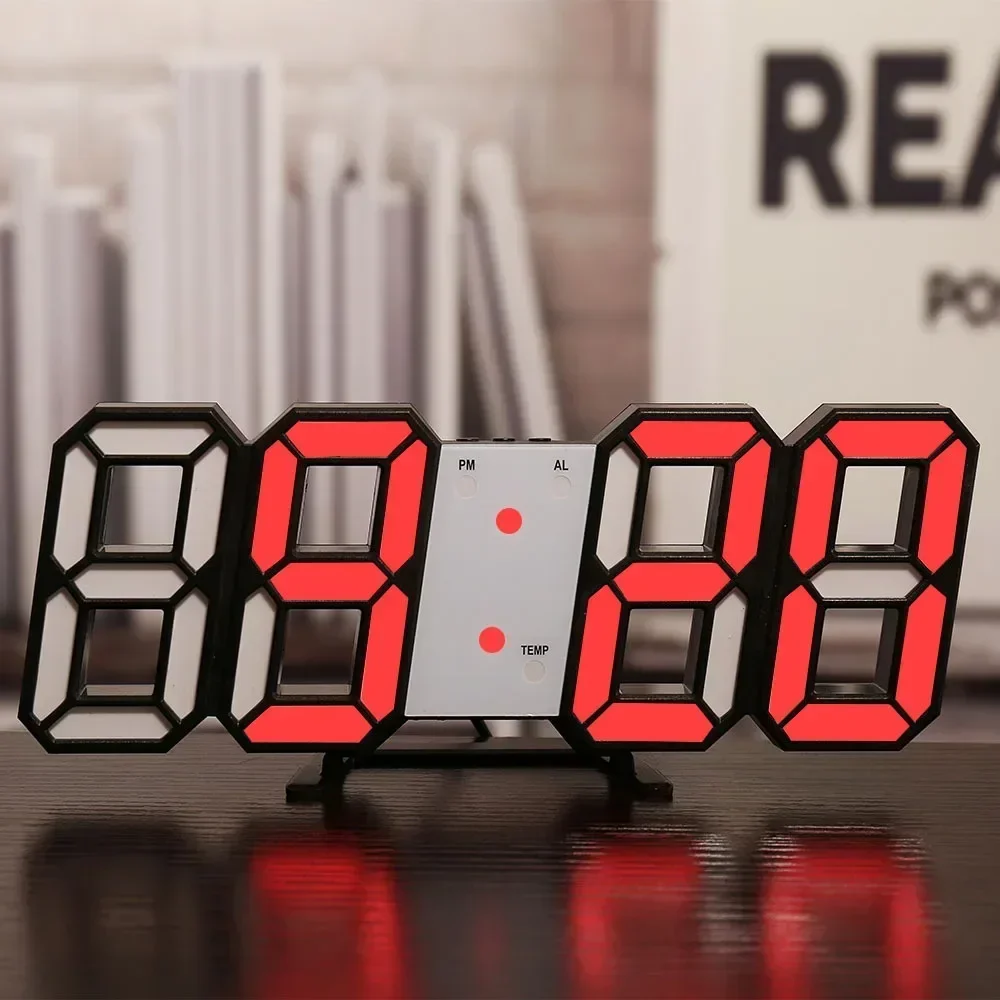 Rongzhen LED Digital Wall Clock, Adjustable Glow Night Light for ...