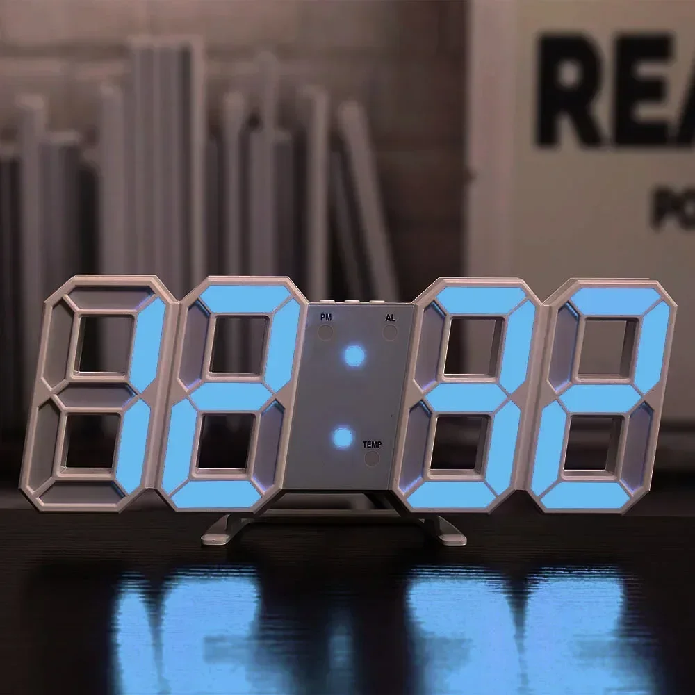 Rongzhen LED Digital Wall Clock, Adjustable Glow Night Light for ...