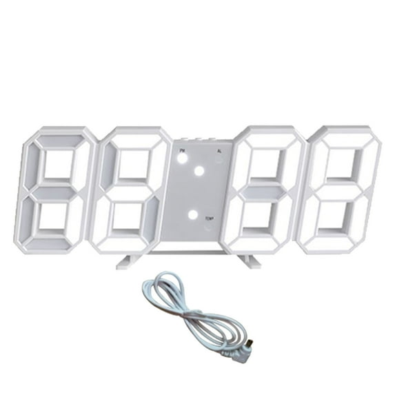 3D LED Digital Wall Clock Dimmable Nightlight Decor LED Digital Alarm ...