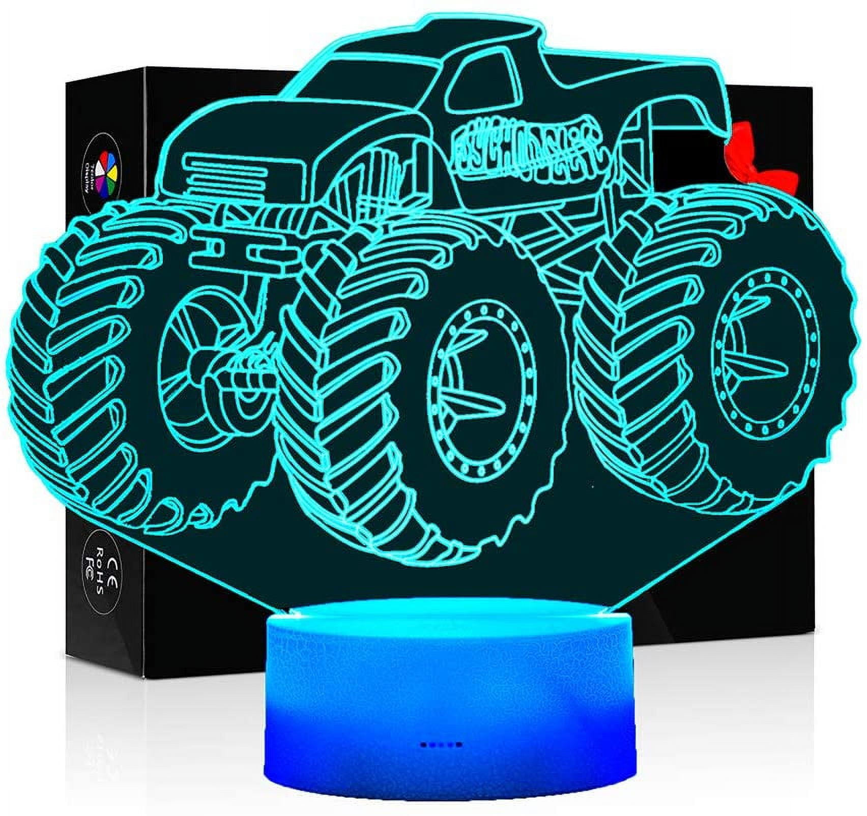 3D LED Illusion Lamp Monster Truck for Boys, Bedroom Night lamp Kids ...