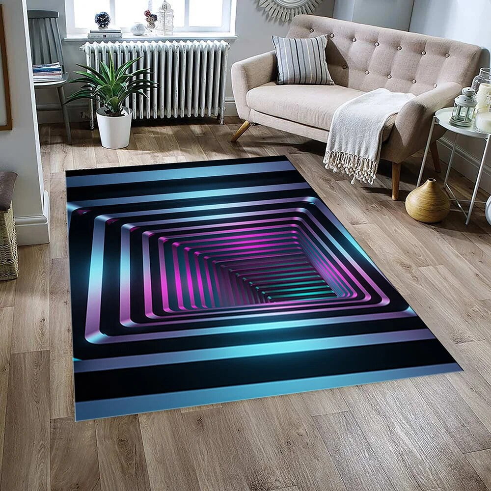 3D LED Lights Illusion Rug for Living Room Washable Floor Lounge Large ...