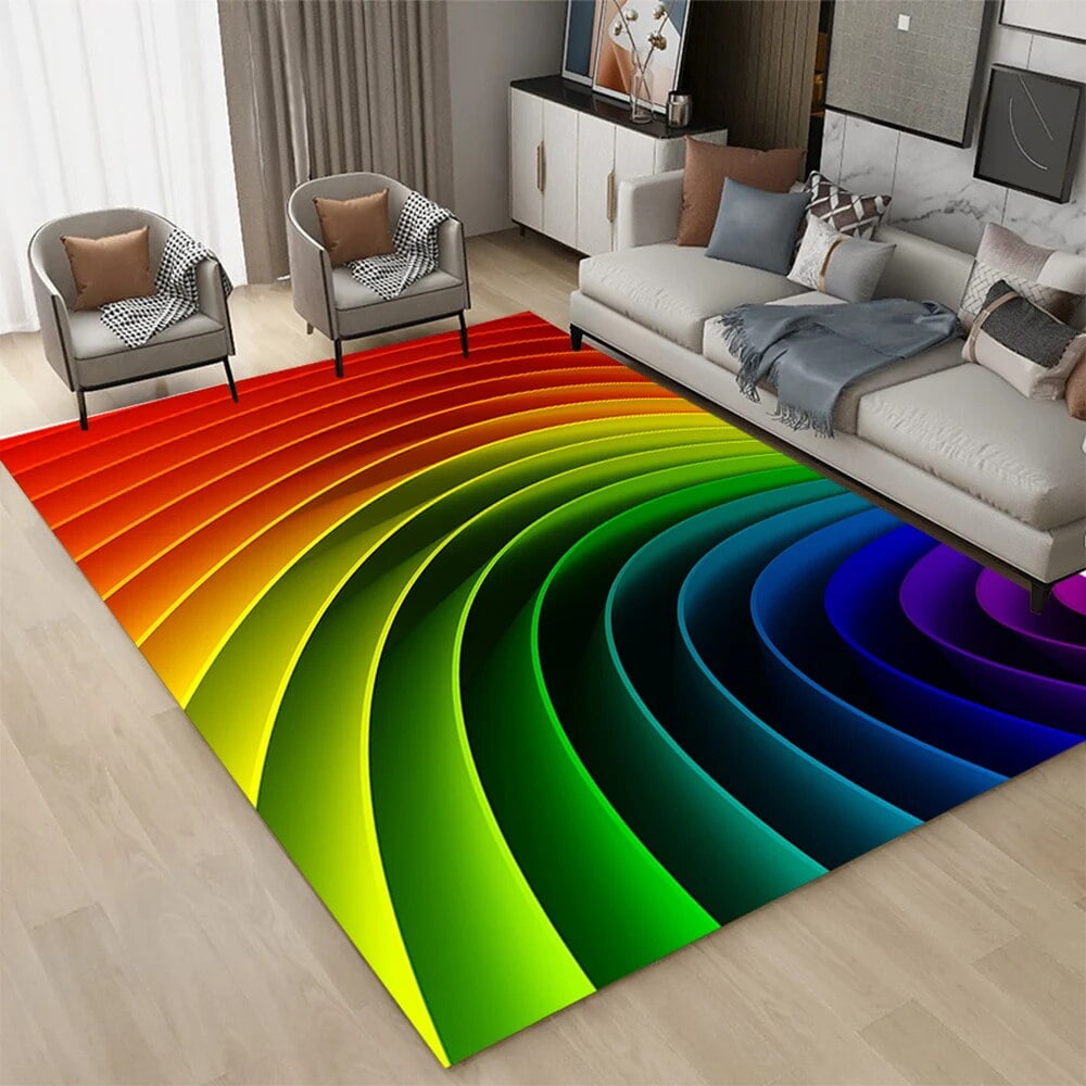 3D LED Lights n Rug for Living Room Washable Floor Lounge Large Area ...