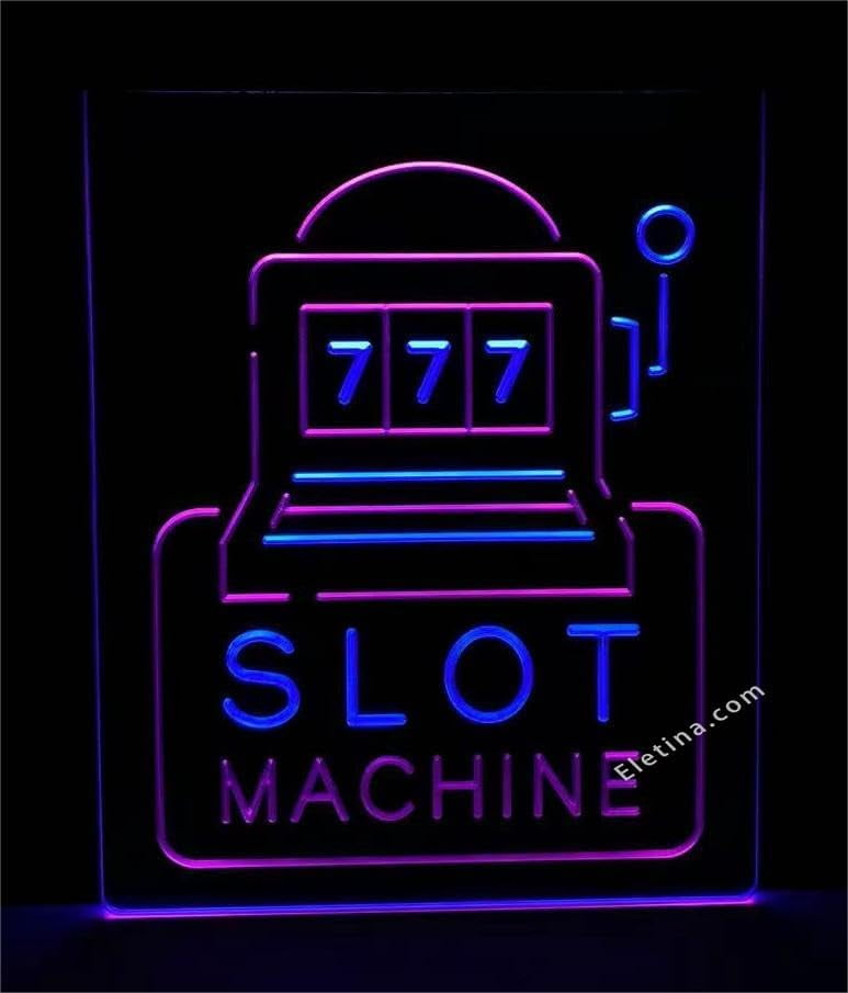 3D LED Neon Signs Bar Neon Light Sign Slot Machine Game Room Dual Color ...