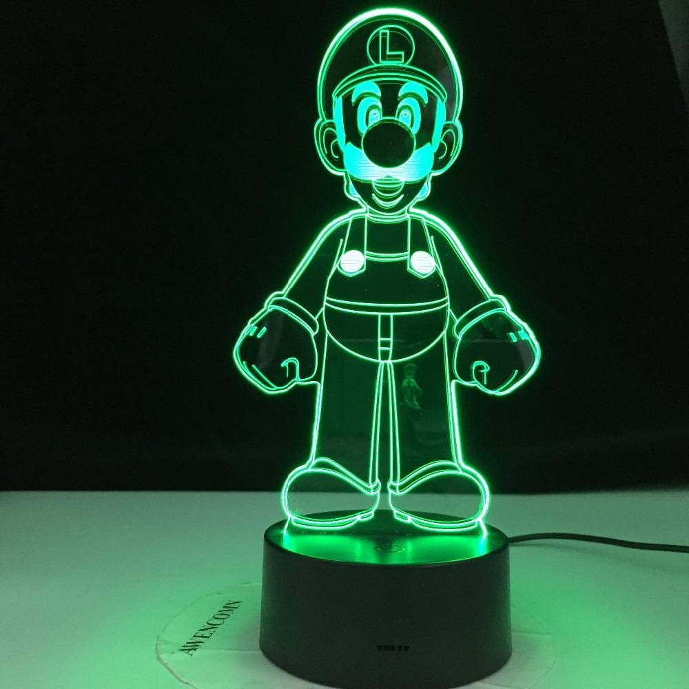 3D LED Mario & Luigi Yoshi Night Light for Kids Bedroom, 7 Colors ...