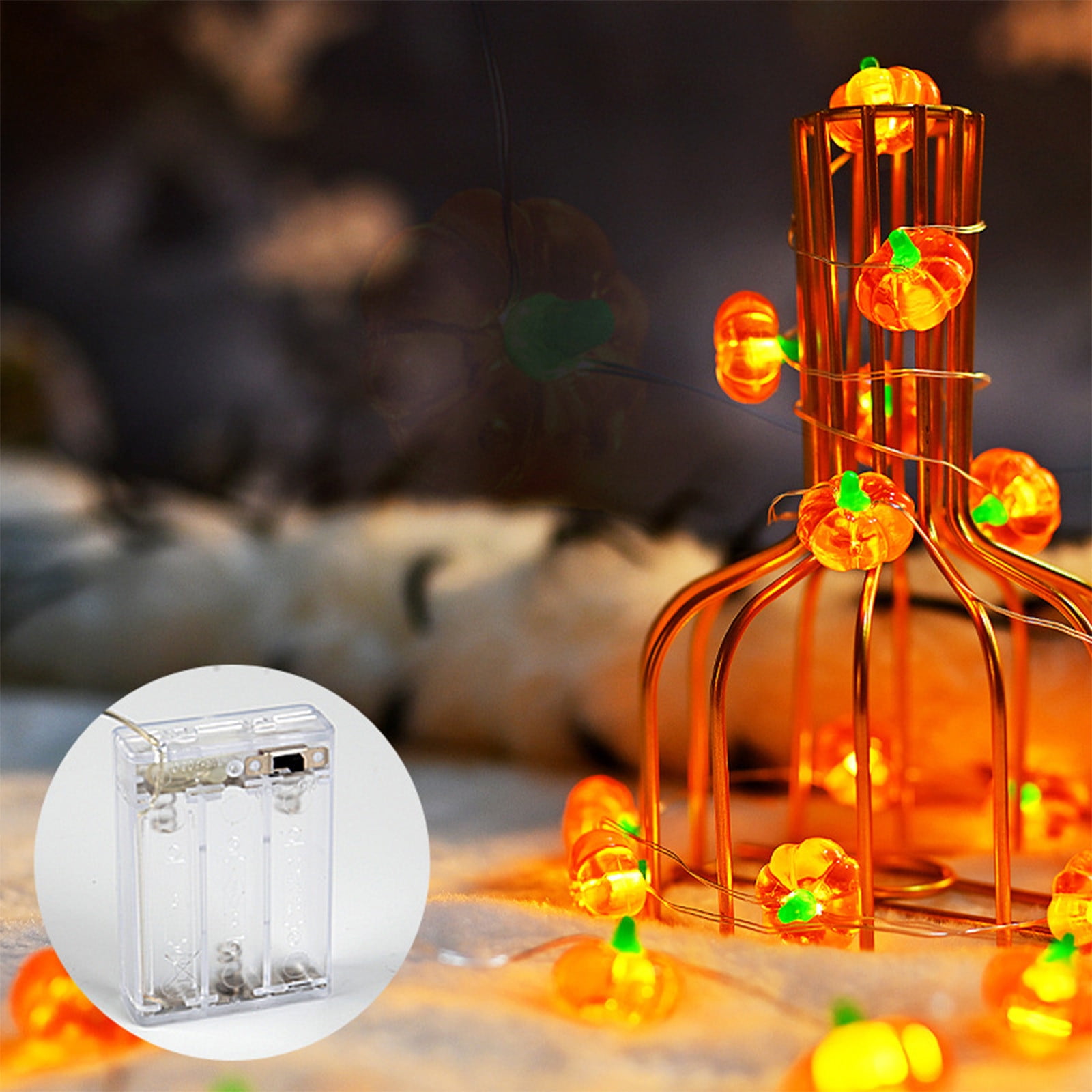 3D LED Pumpkin Light String (78") - USB/Battery Powered Halloween Decor ...