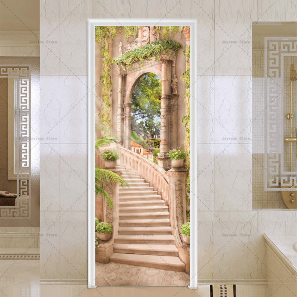 3D Ladder Background Door Stickers Entrance Hallway Corridor Decoration ...