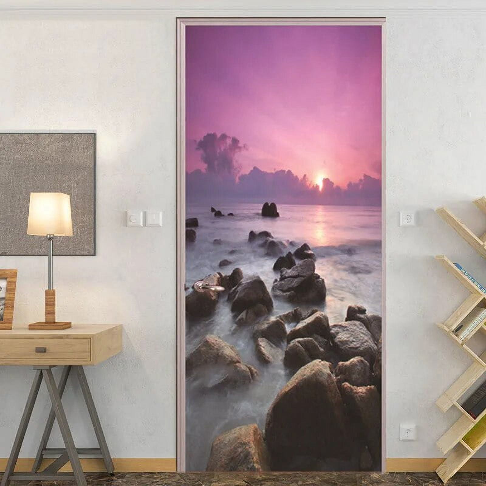 3D Ladder Door Sticker Natural Scenery Wallpaper Creative Arts Mural ...
