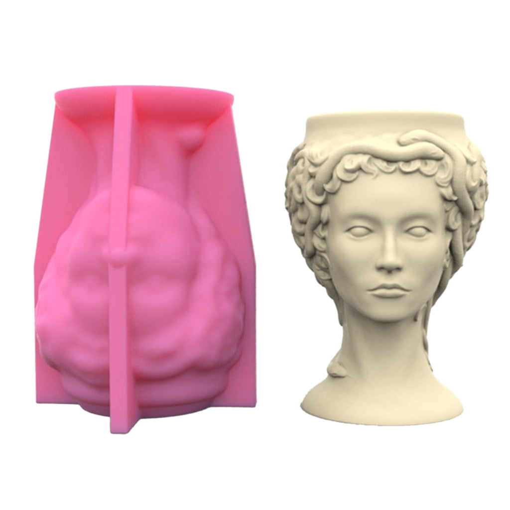 3D Lady Head Gypsum Silicone Mold Diy Succulents Concrete Flower Pot ...