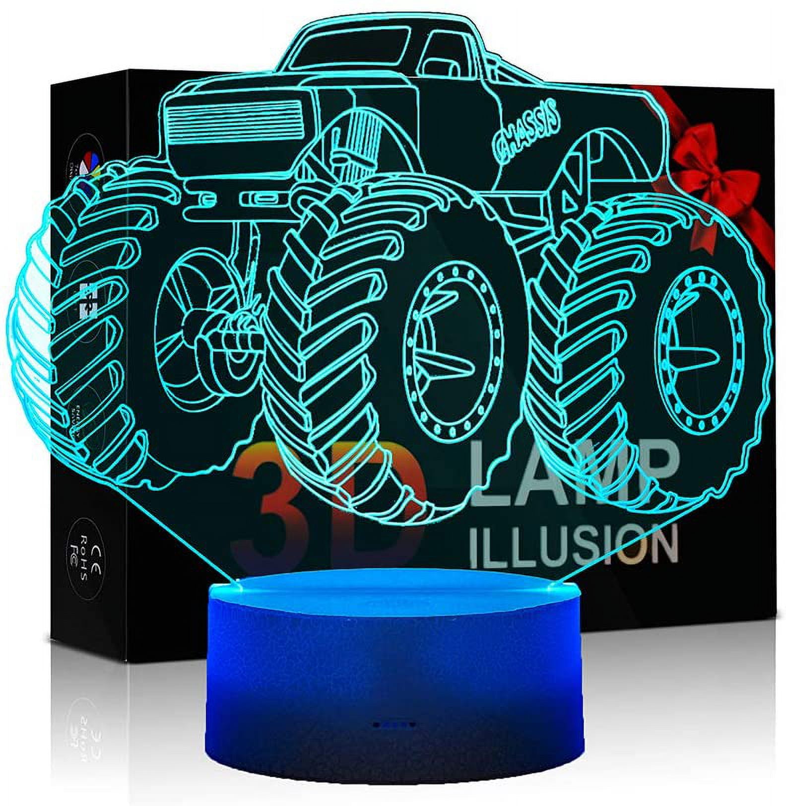 3D Lamp for Child Monster Truck Series Nightlamp Bedside Lamps 7 Colors ...