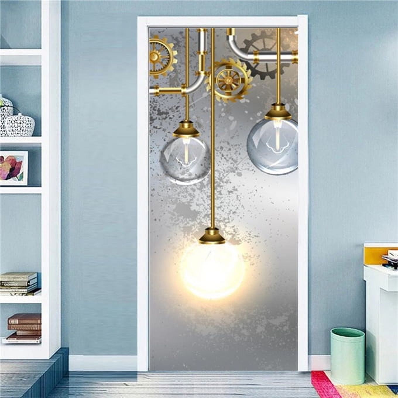 3D Landscape Door Sticker Wooden Door Cover Refurbish Poster Self ...