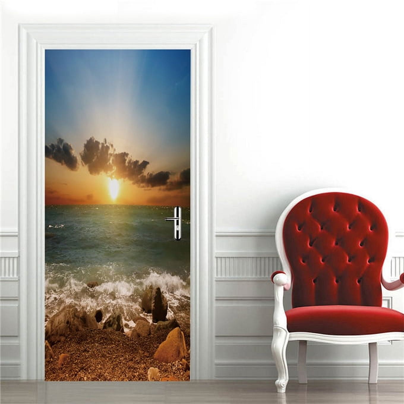 3D Landscape Door Sticker Wooden Door Cover Refurbish Poster Self ...
