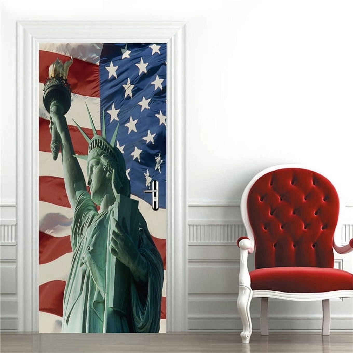 3D Landscape Door Sticker Wooden Door Cover Refurbish Poster Self ...
