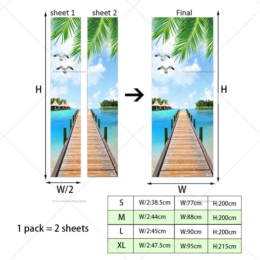 3D Landscape Pattern Entrance Door Refrigerator Decorative Door Sticker ...