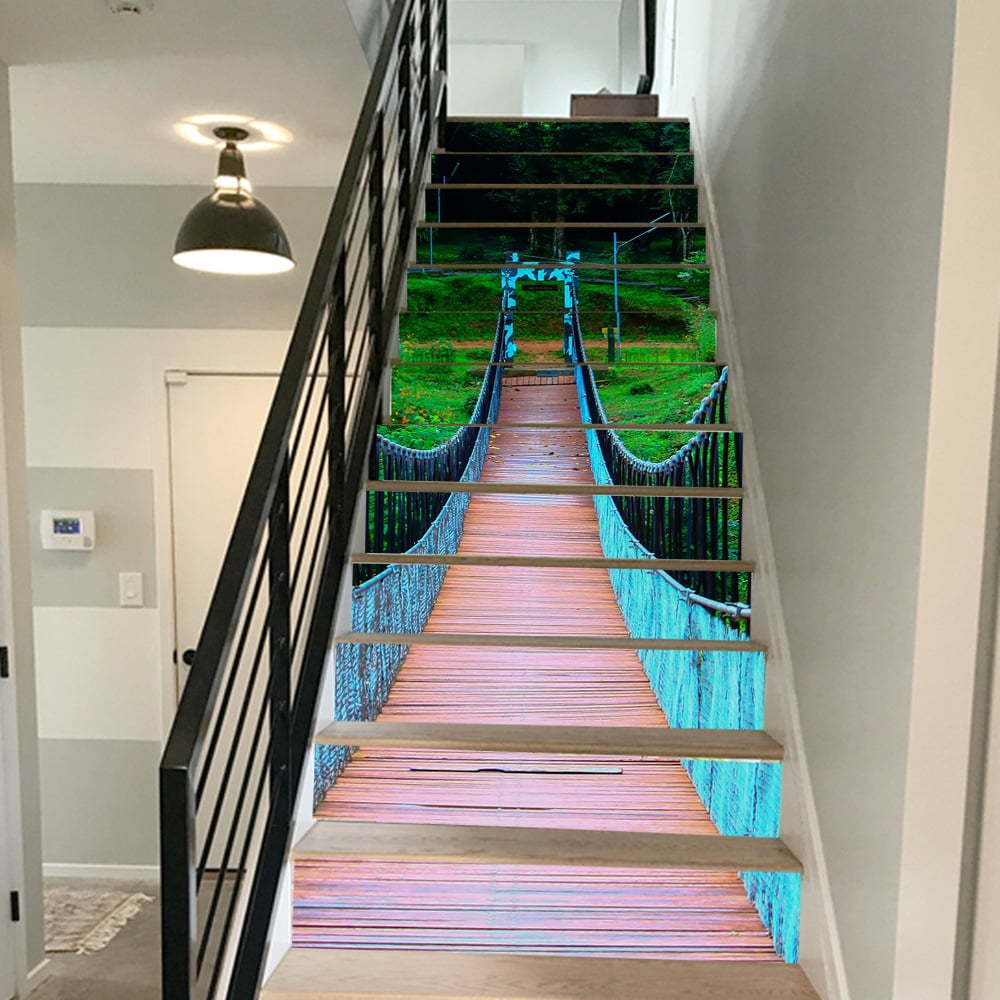 3D Landscape Stair Sticker House Ladder Art Sticker PVC Waterproof Self ...