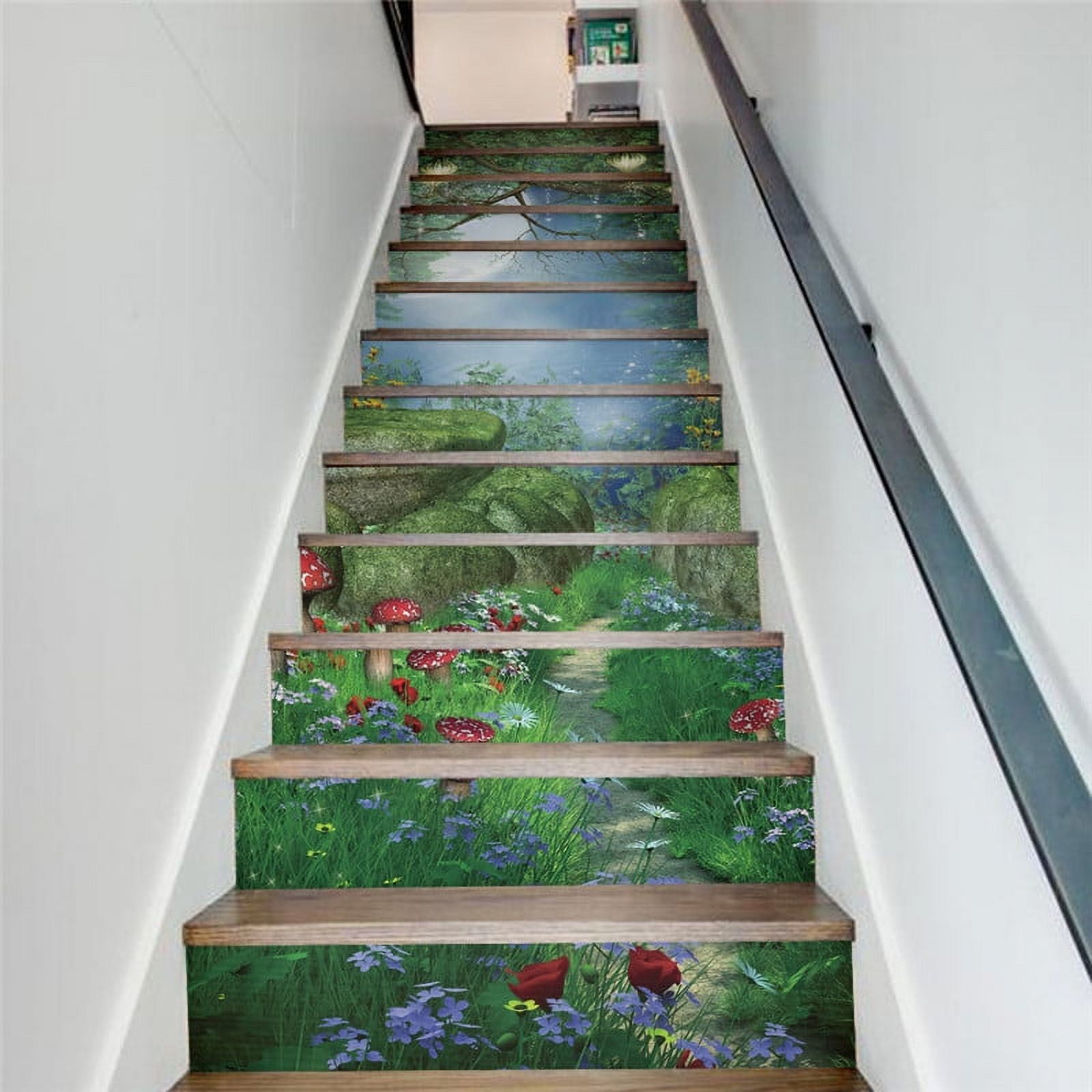 3D Landscape Stair Sticker House Ladder Art Sticker PVC Waterproof Self ...