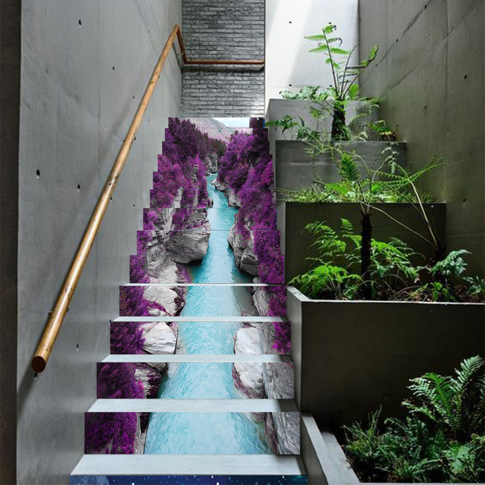 3D Landscape Stair Sticker House Ladder Art Sticker PVC Waterproof Self ...