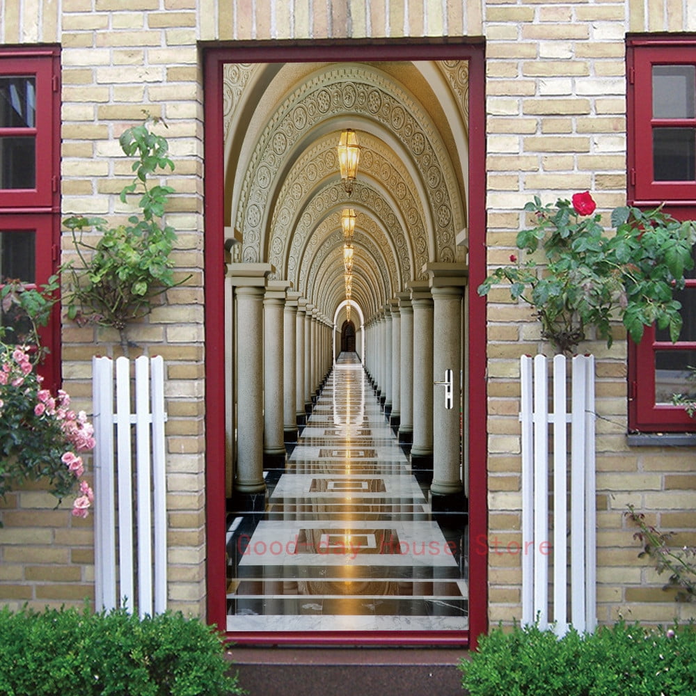 3D Landscape Stair Wallpaper Door Mural Metal Stikers For Doors ...