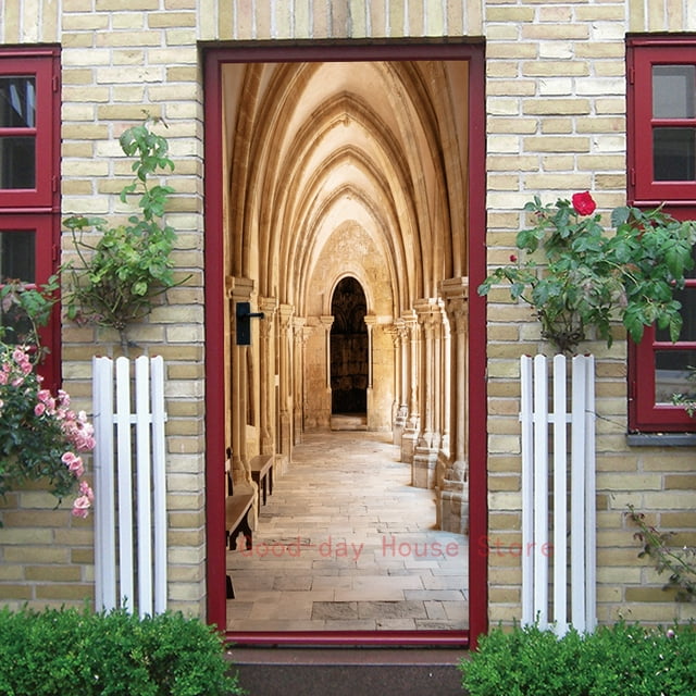 3D Landscape Stair Wallpaper Door Mural Metal Stikers For Doors ...