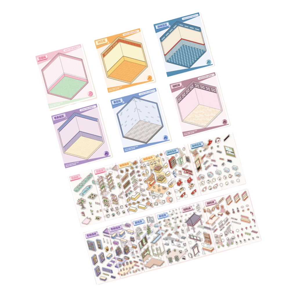 3D Landscape Sticker Book Scrapbook Sticker Cartoon Scene Sticker Book ...