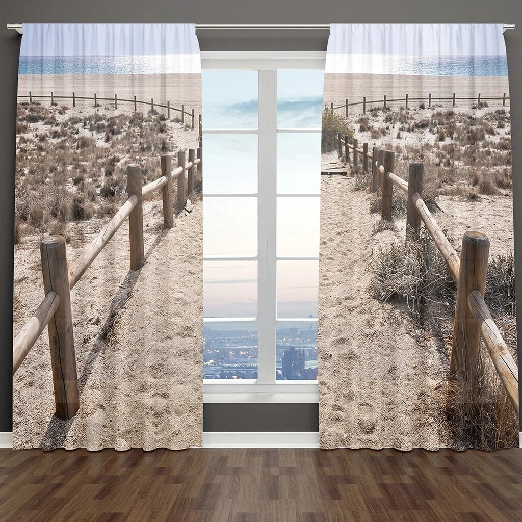 3D Landscape Thick Blackout Curtains Nature Landscape Misty Forest ...