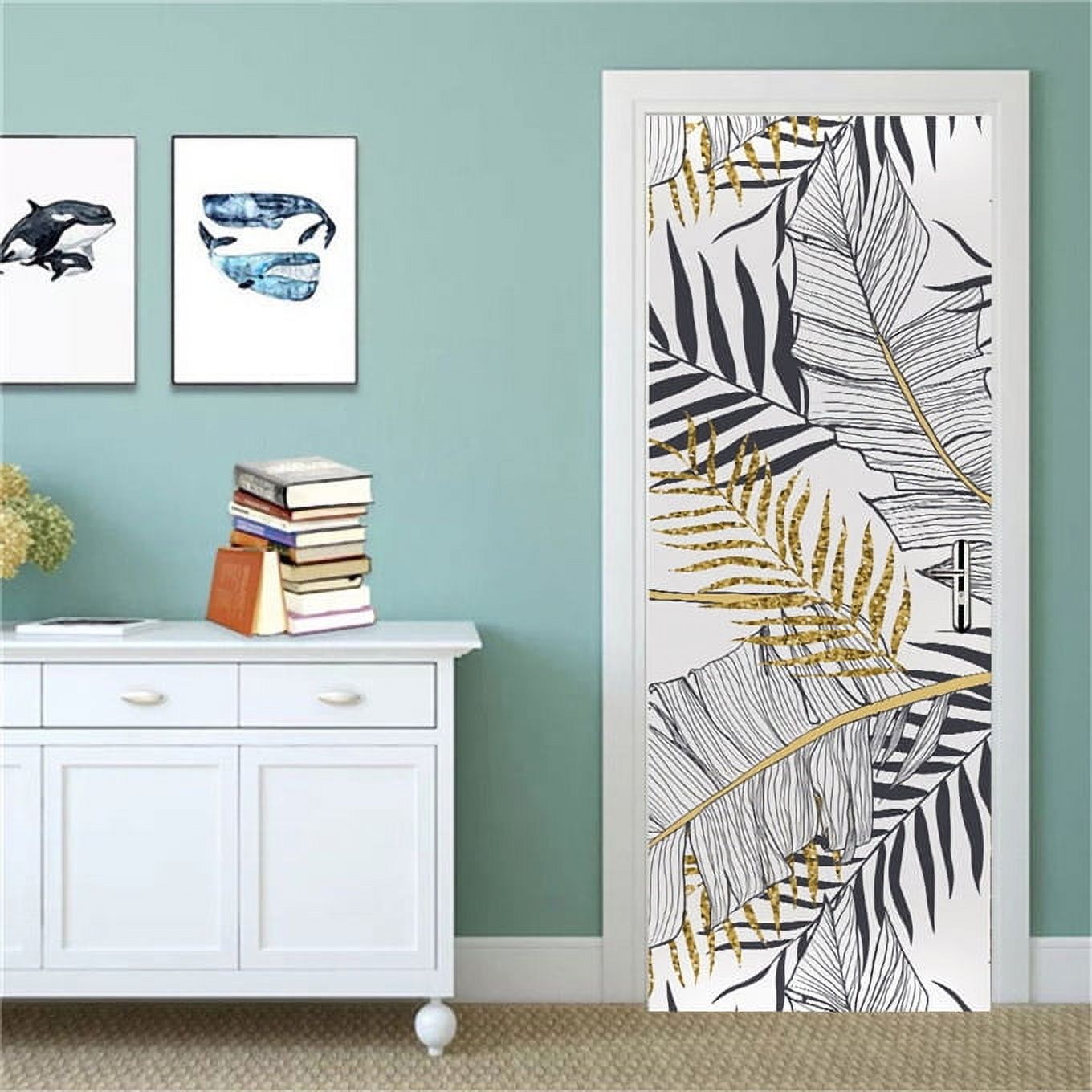 3D Landscape Waterfall Door Sticker Self-Adhesive Removable Wallpaper ...