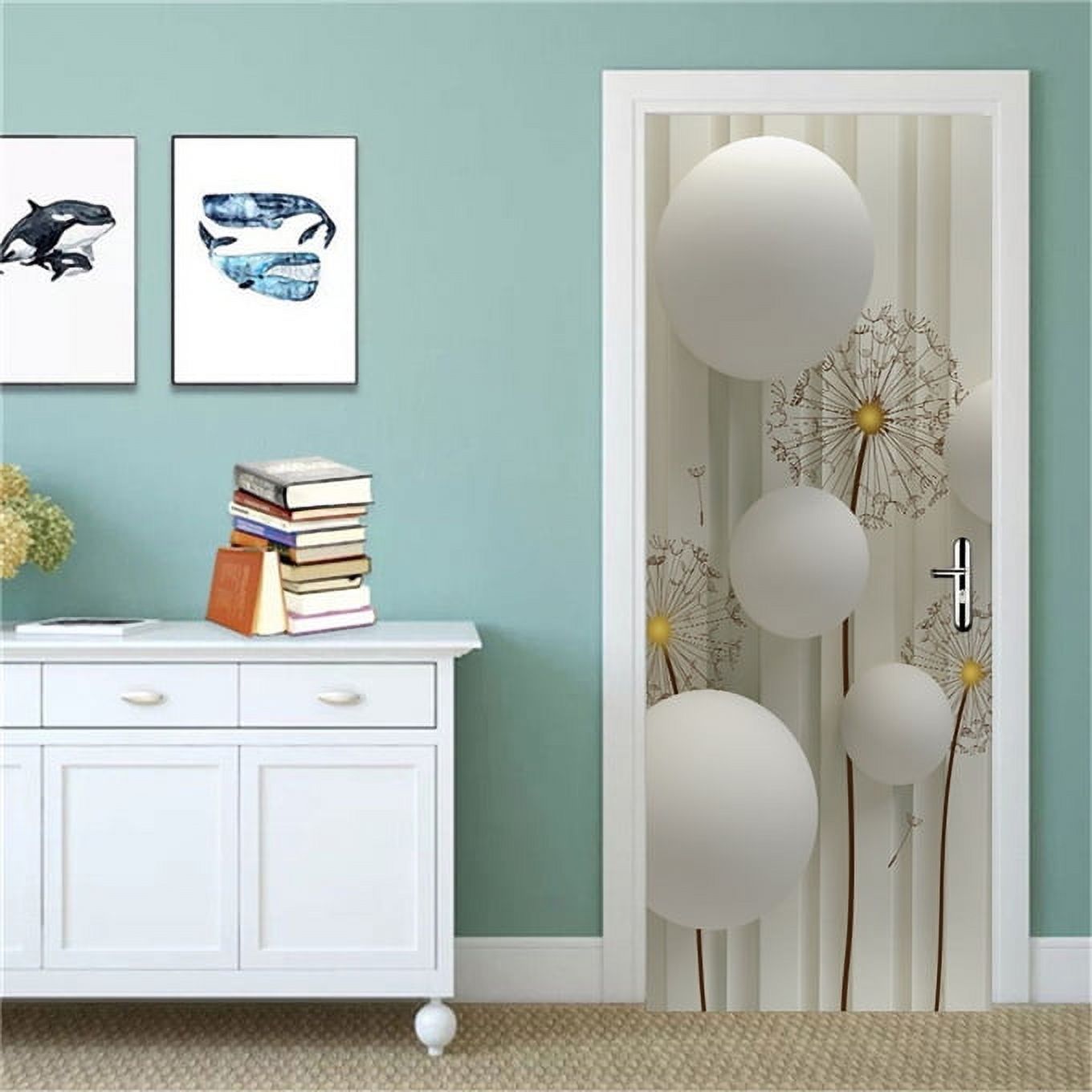 3D Landscape Waterfall Door Sticker Self-Adhesive Removable Wallpaper ...