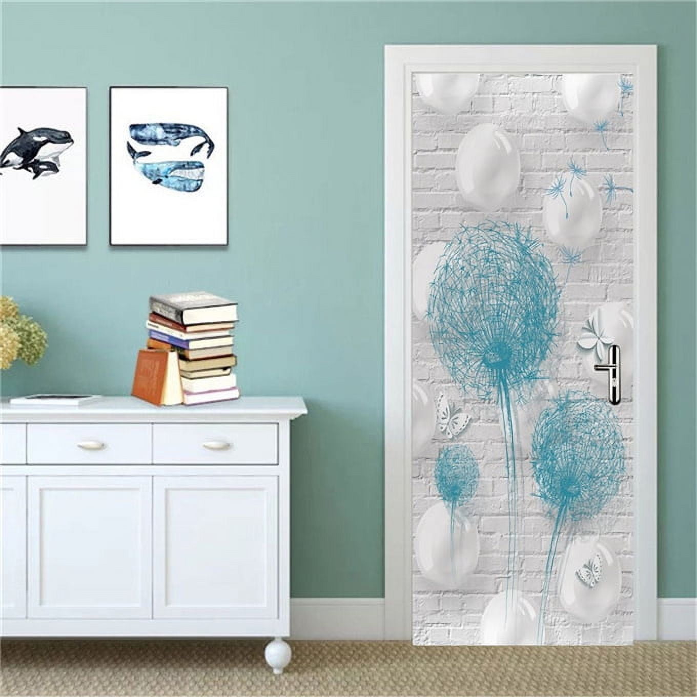 3D Landscape Waterfall Door Sticker Self-Adhesive Removable Wallpaper ...