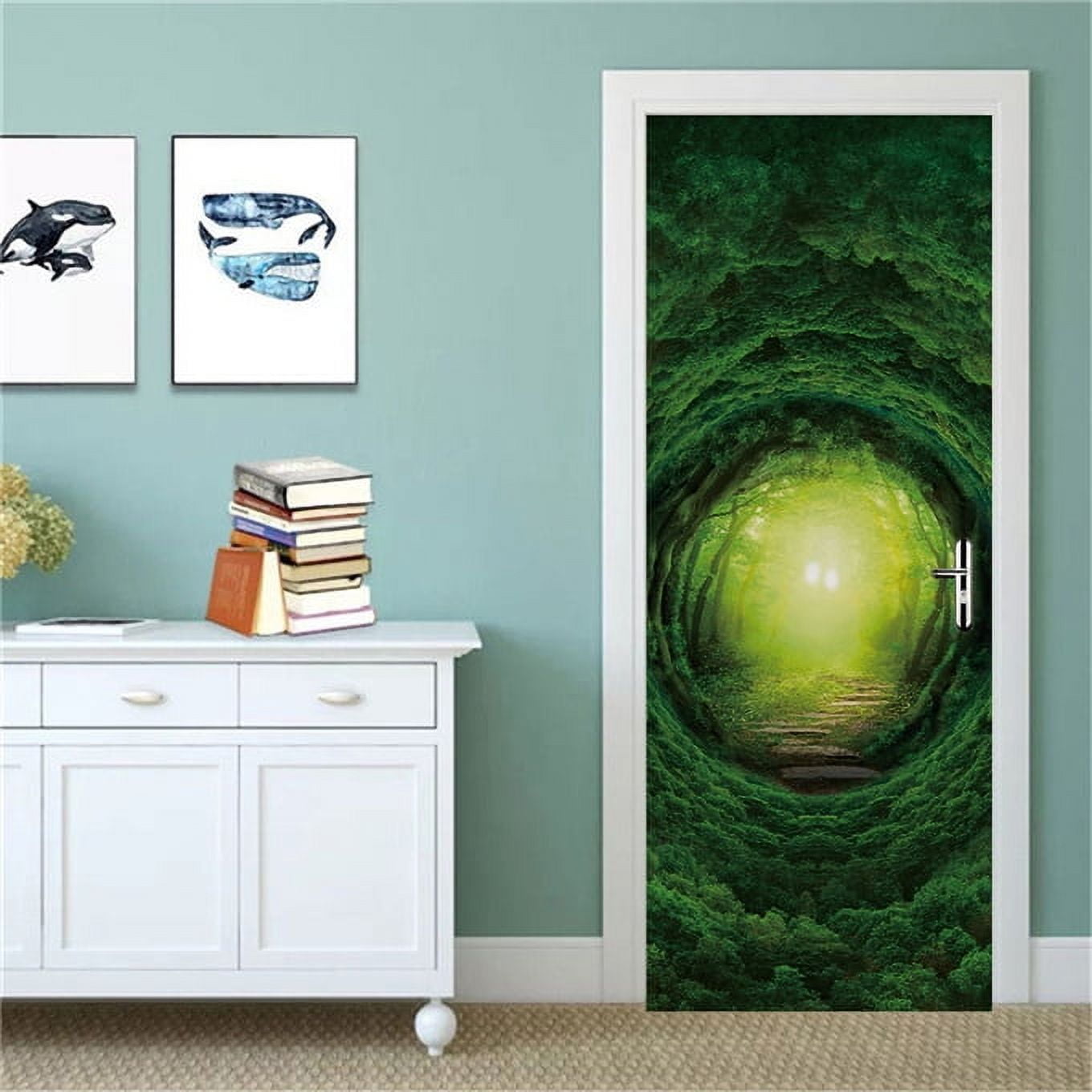 3D Landscape Waterfall Door Sticker Self-Adhesive Removable Wallpaper ...