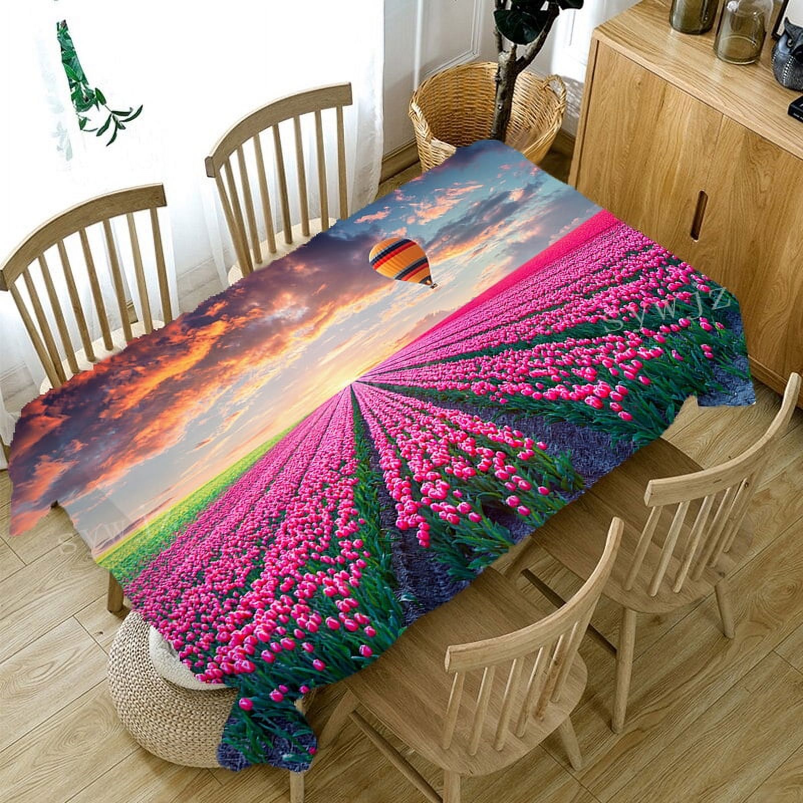 3D Lavender Hot Air Balloon Tablecloth Kitchen Anti-Rectangular Dining ...