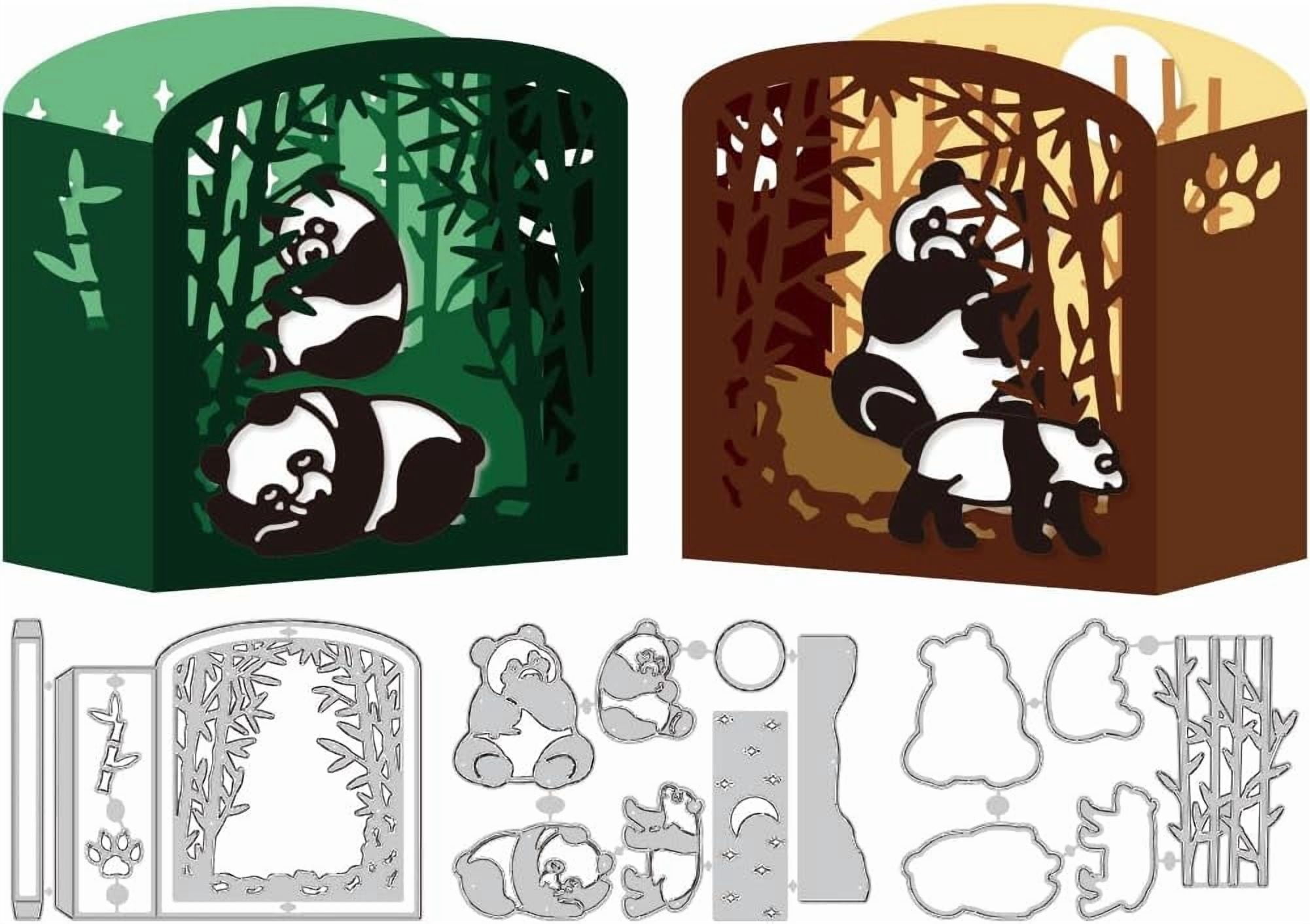 3D Layered Panda Cutting Dies Bamboo Card Making Die Stencil Carbon ...