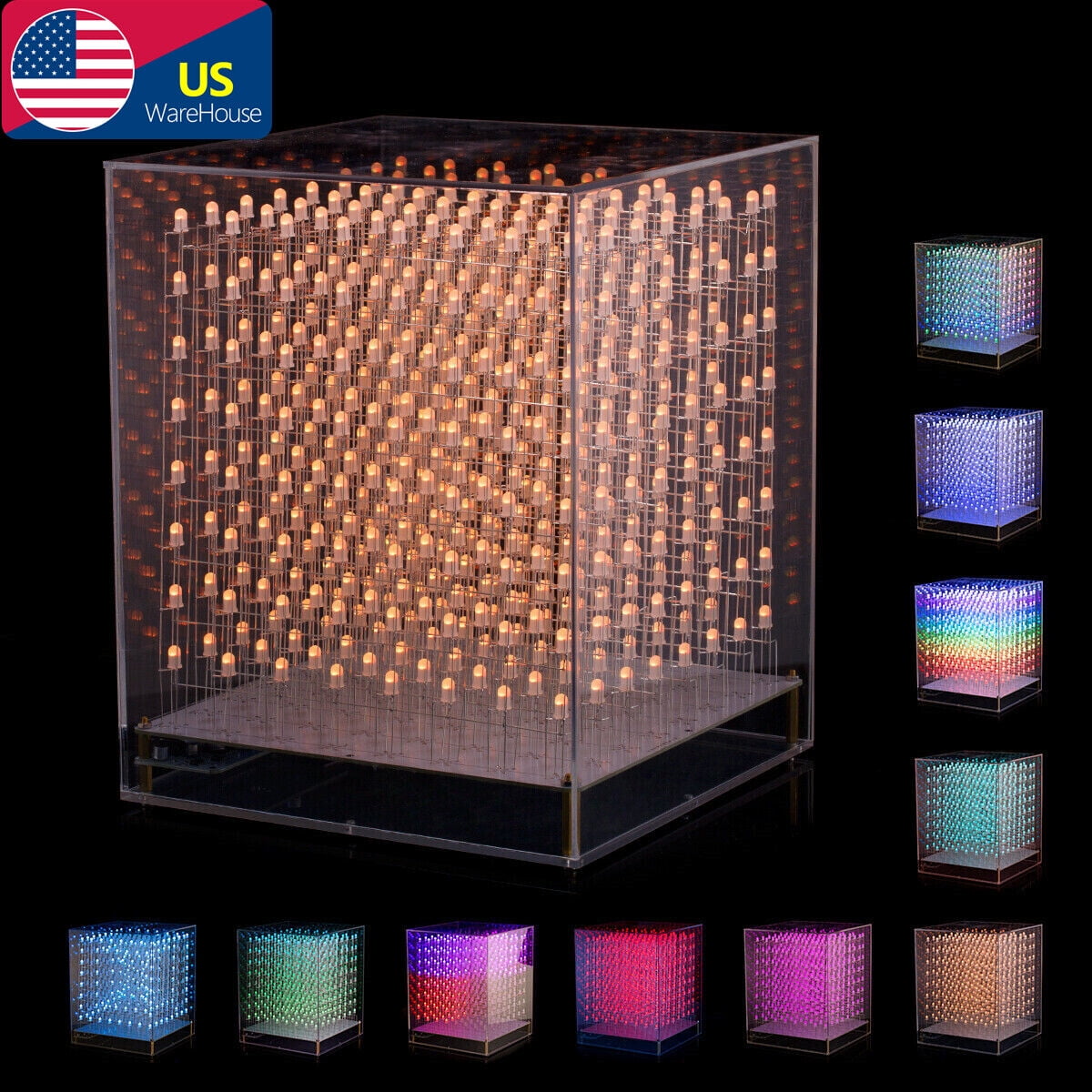 3D Led Cube Light DIY Kit Squared LED 8x8x8 Electronic Toy for Children ...