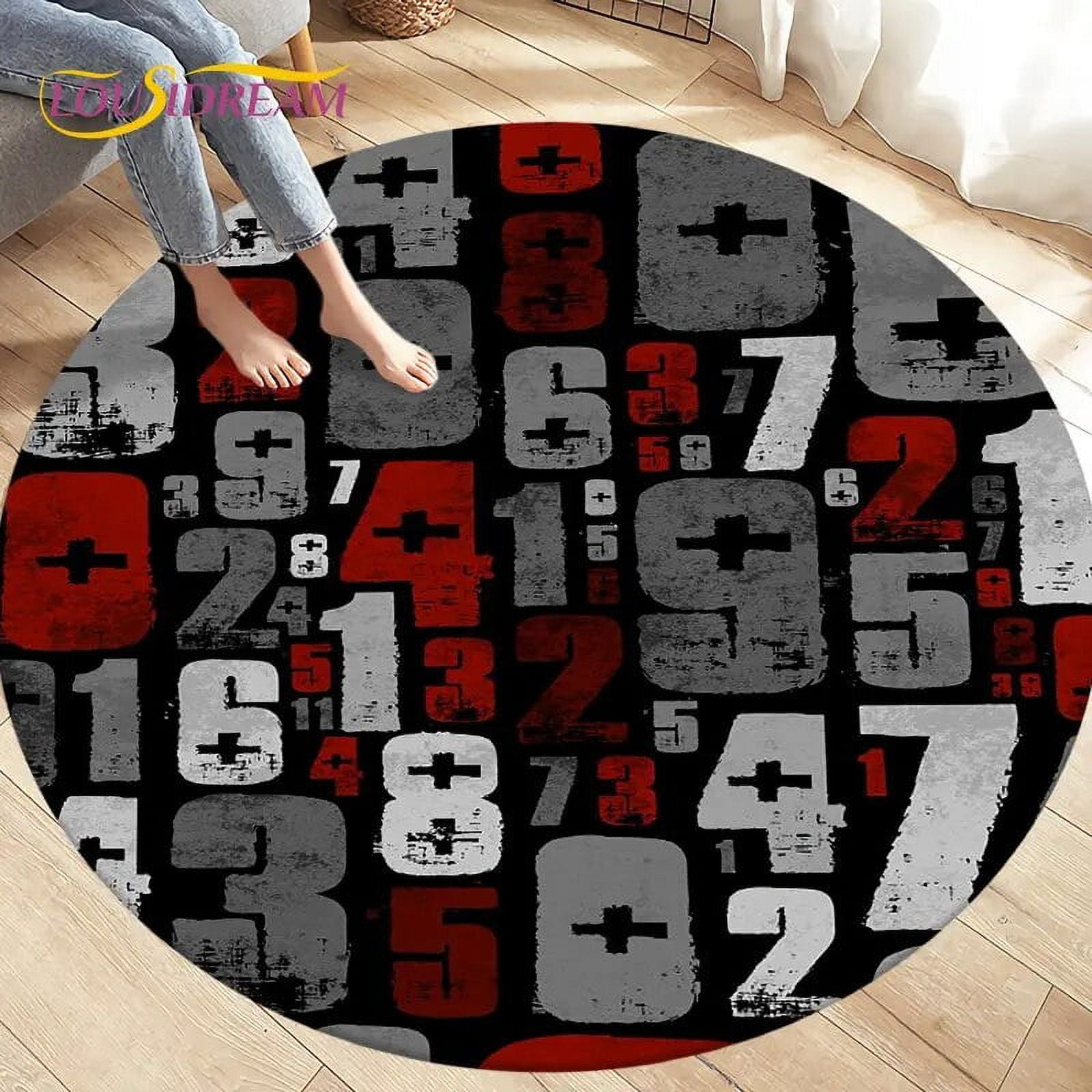 3D Letter Number Retro Round Area Rug Circle Carpet Rug for Living Room ...
