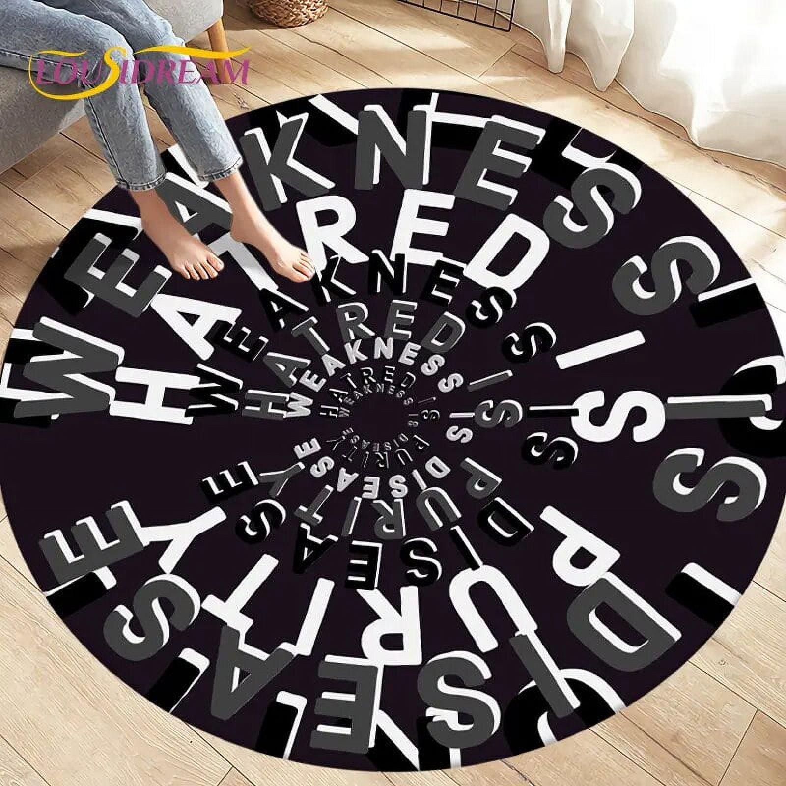 3D Letter Number Retro Round Area Rug Circle Carpet Rug for Living Room ...